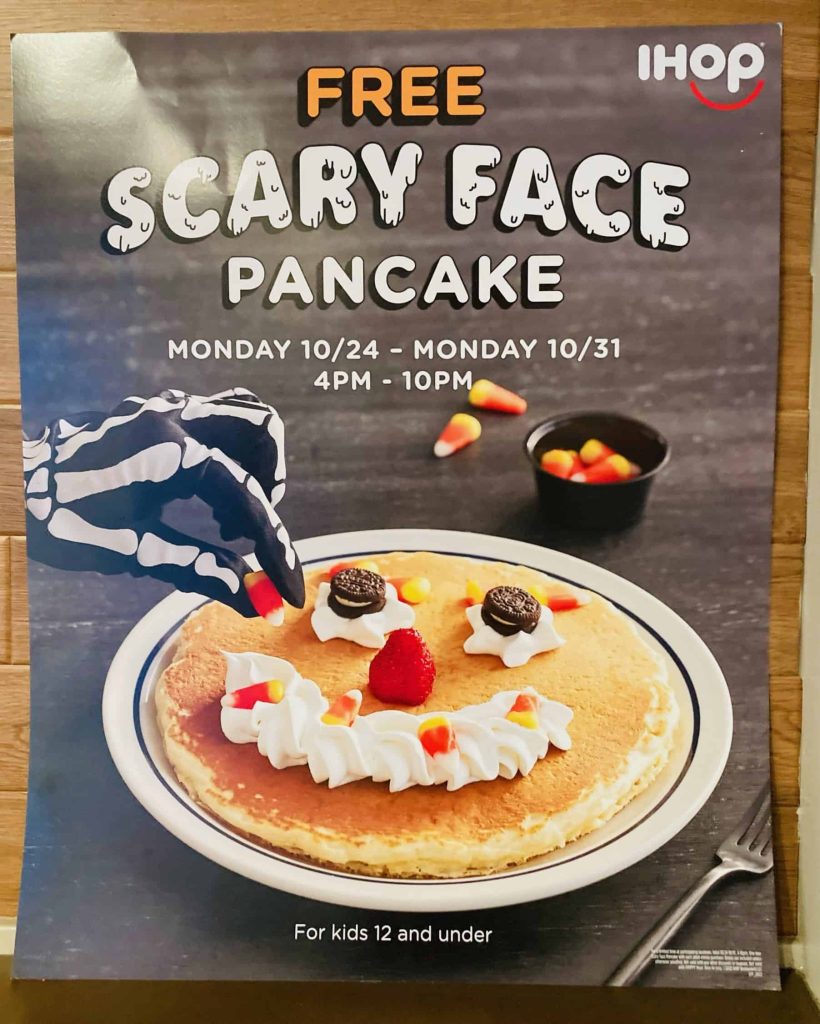 Kids get free Scary Face Pancake for Halloween at IHOP - Living On The ...
