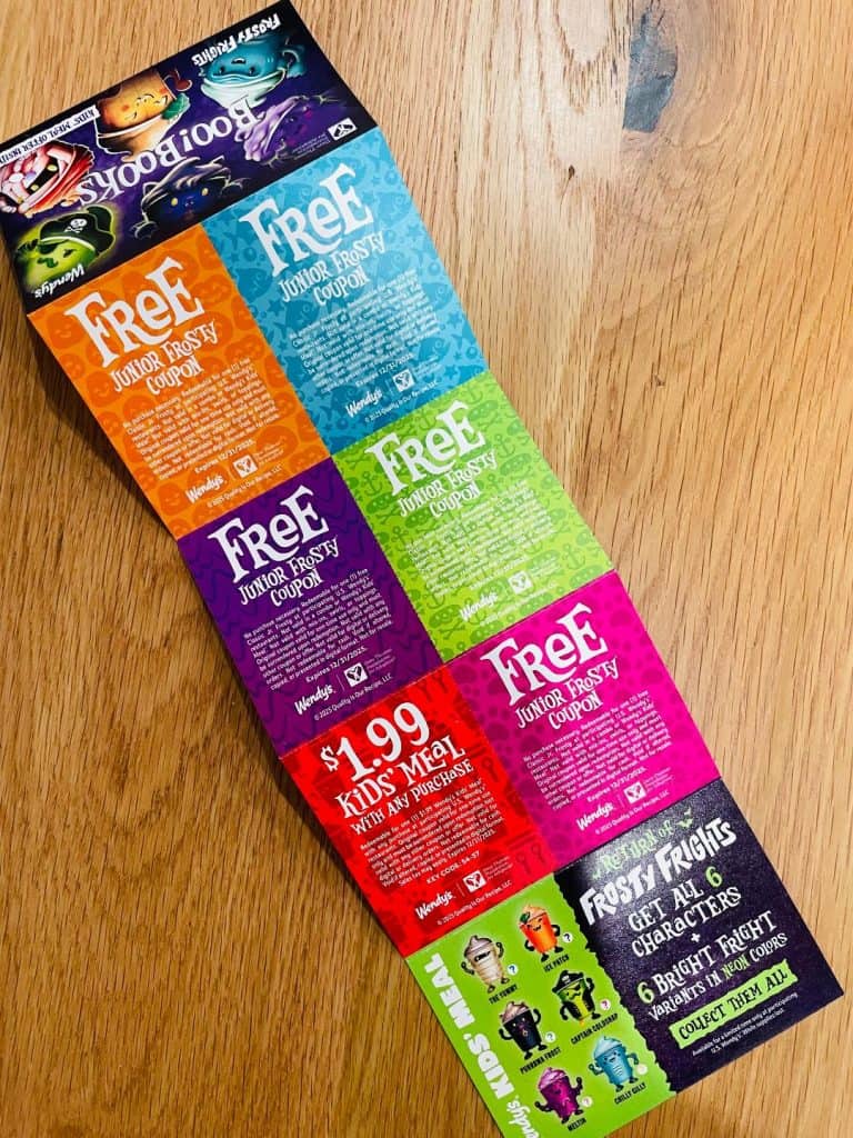 Wendy's offers $1 Halloween Boo! Books includes 5 free Frosty coupons ...