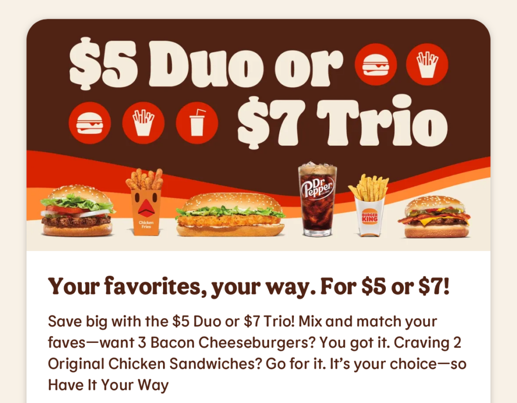 Burger King offers two new meal deals, the Duo and Trio - starting at ...